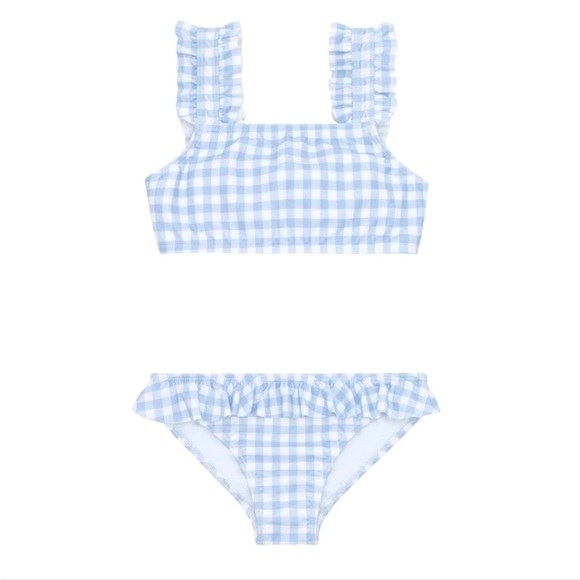 Minnow | Swim | Minnow Girls Oasis Blue Gingham Ruffle Bikini | Poshmark